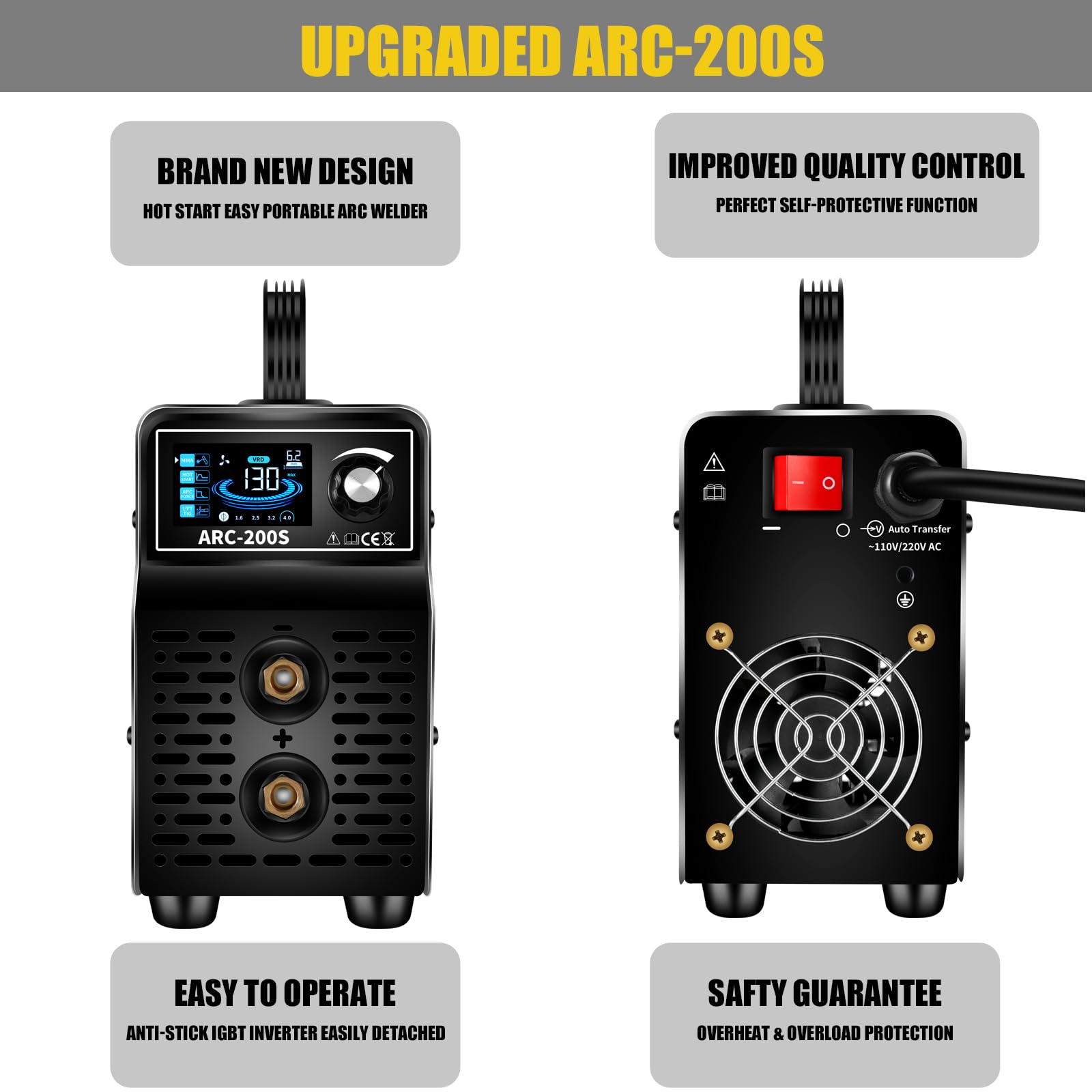 SSIMDER Stick Welder Machine ARC/LIFT TIG 2 In 1 Welding Machine Mini ARC Welder ARC200S 110v/220v Hot Start ARC Force Anti-Stick Portable ARC/TIG Welder With Smart LCD IGBT Digital Welder