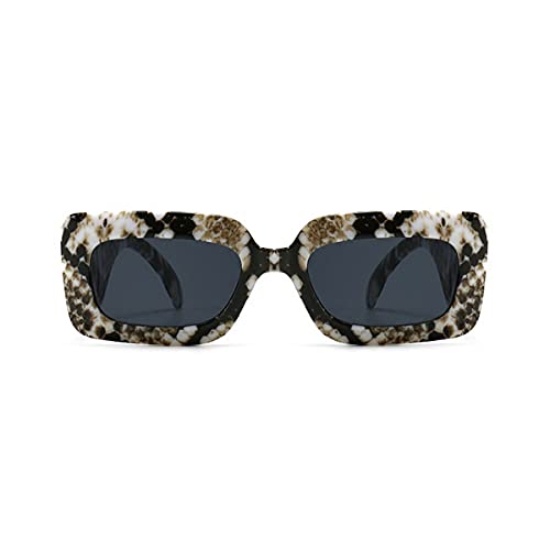 laureles/Square Snakeskin Pattern Rectangle Sunglasses Men Women Vintage Fluorescent Green Shade Glasses (C7)