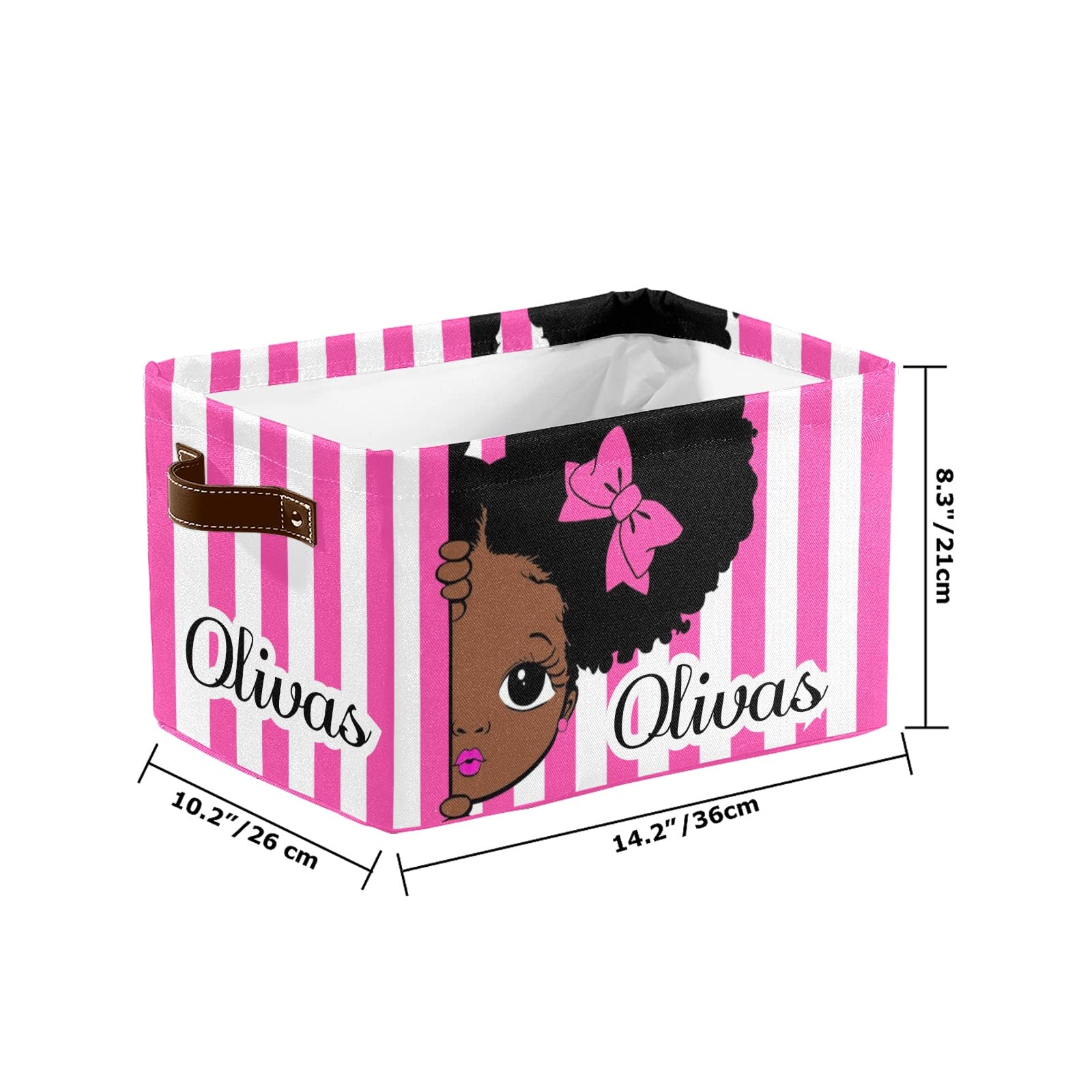 Urcustom Personalized Storage Bins, Custom Storage Basket Boxes for Organizing Closet Shelf Nursery Toy Black Girl Princess (ZY1222)