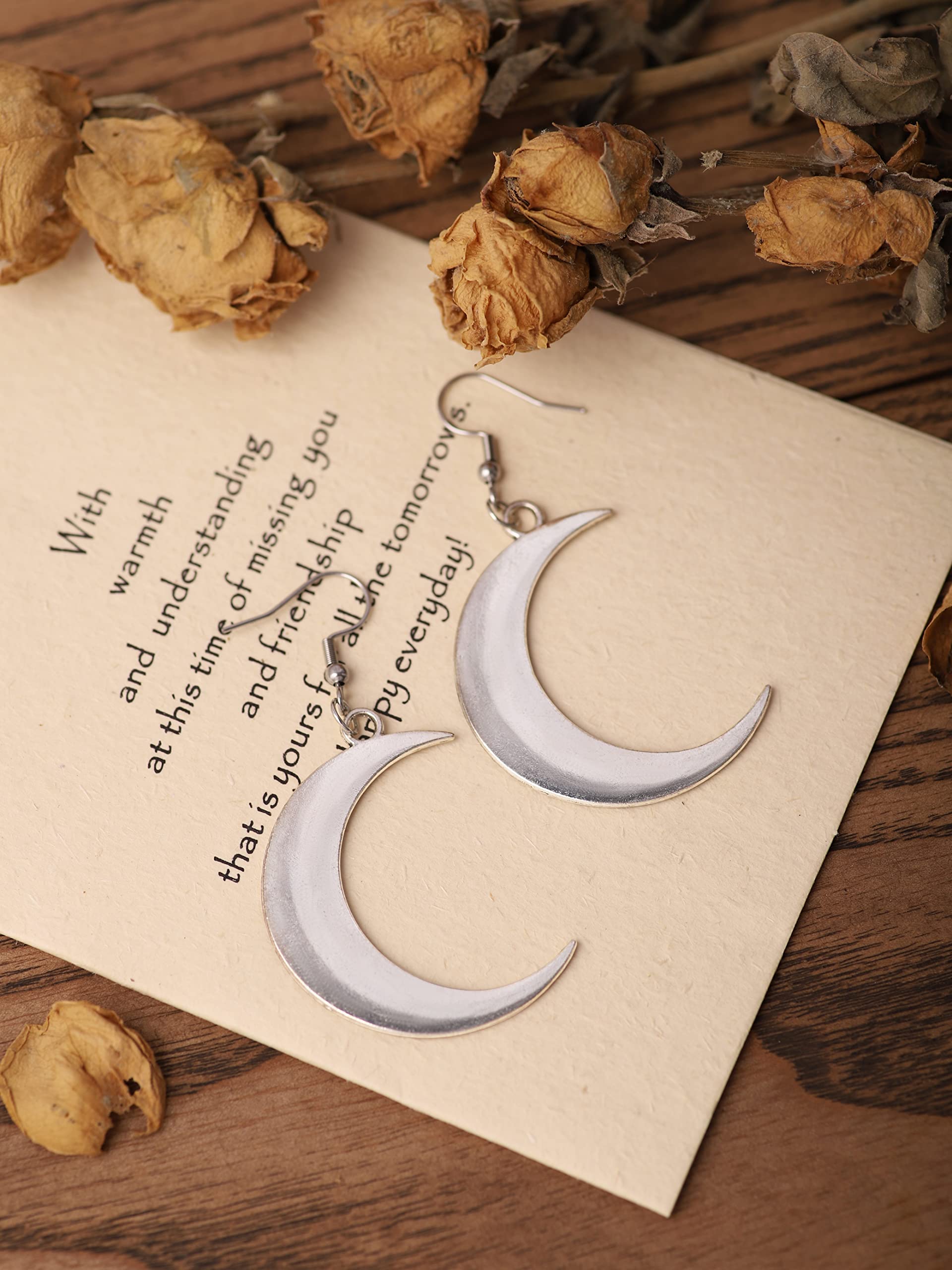 Sacina Gothic Moon Earrings, Zinc Alloy Crescent Moon Pendant, Celestial Earrings, Goth Jewelry Gift for Women