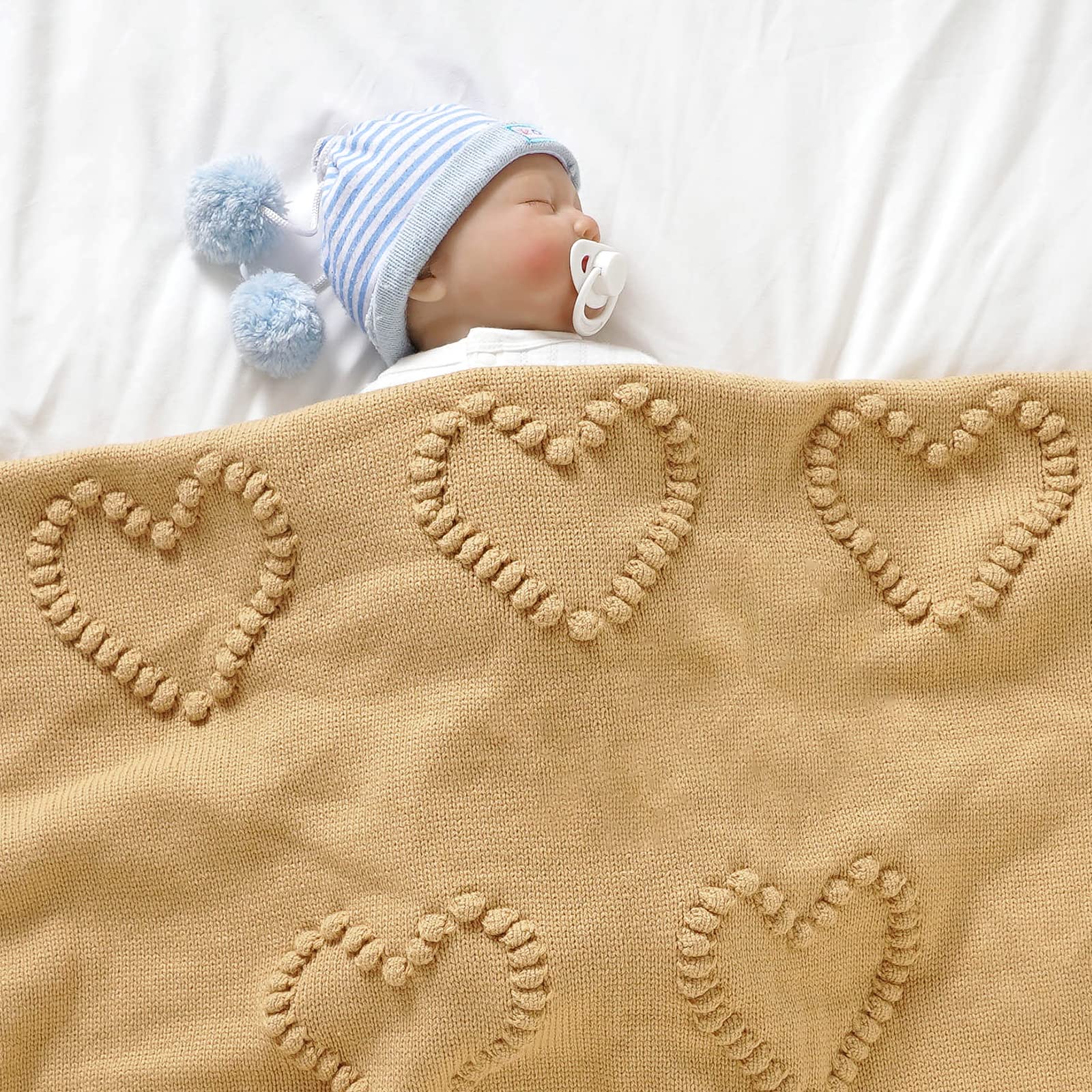 XIXIXIU Baby Knitting Blanket Newborn Soft and Breathable Light All Season Warm Solid Blanket