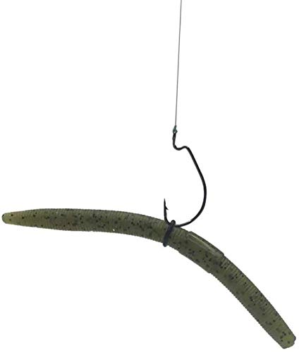 Nawaish Senko Bait Soft Plastic Lures 5" Senkos 24 Pcs for Wacky Rig Freshwater Fishing Green Pumpkin senko with Black Flake (2 colors mixed)