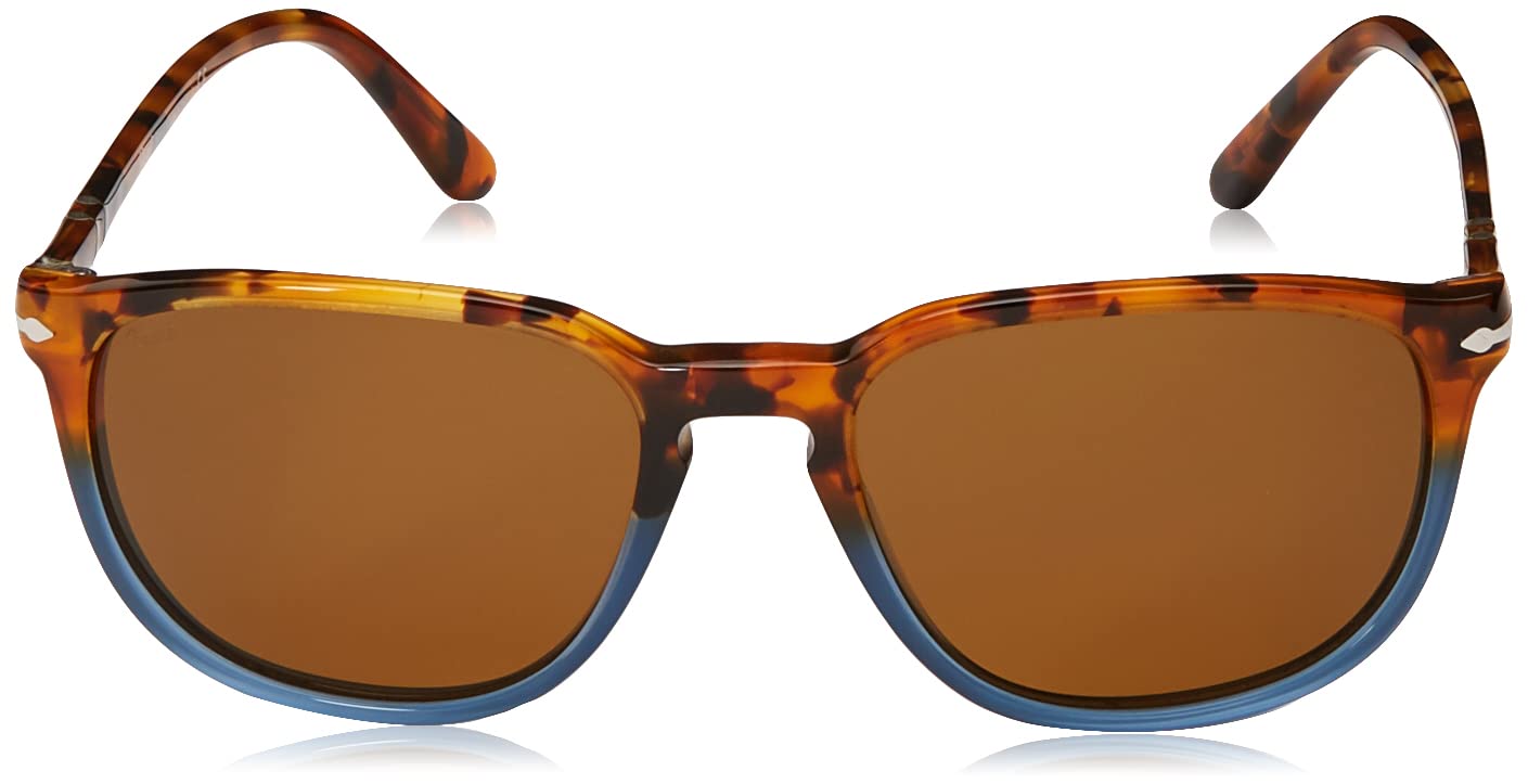Persol PO3019S Square Sunglasses, Blue/Light Blue, 55 mm