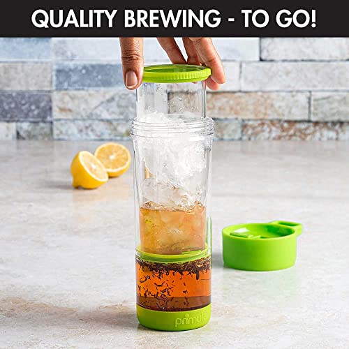 Primula Press and Go Iced Tea Maker, Travel Tumbler, Infuser Bottle, Leak-proof Flip-top Lid with Carry Loop, Dishwasher Safe, Made without BPA, 16-Ounce, Green