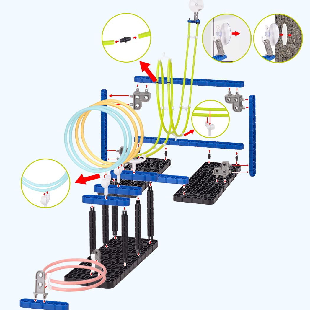 TAKIHON Marble Run Track Set,DIY Roller Coaster Building Set with Balls&Rings,Kids Building Blocks Toys,STEM Educational Gift for Boys,Girls