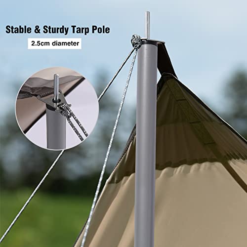 REDCAMP 17X16FT Camping Tent Tarp with Poles, 4-6 Person Multifunctional Awning Canopy Sun Shelter for Outdoor, Picnic, Hammock