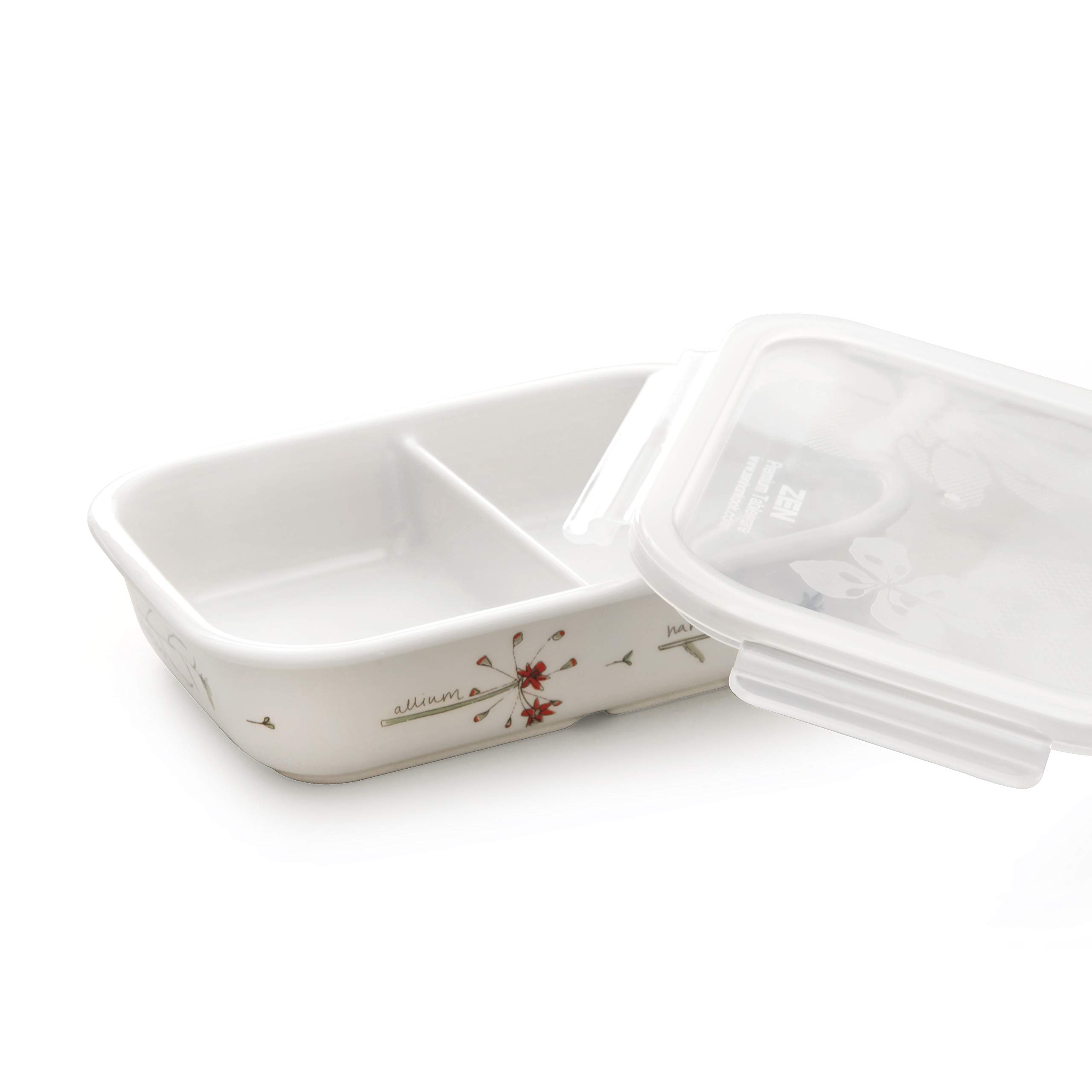 RACHEL BARKER Meadow Flower Porcelain Serve and Store Airtight Container Mix Set of 2, 14oz (RECTANGLAR)