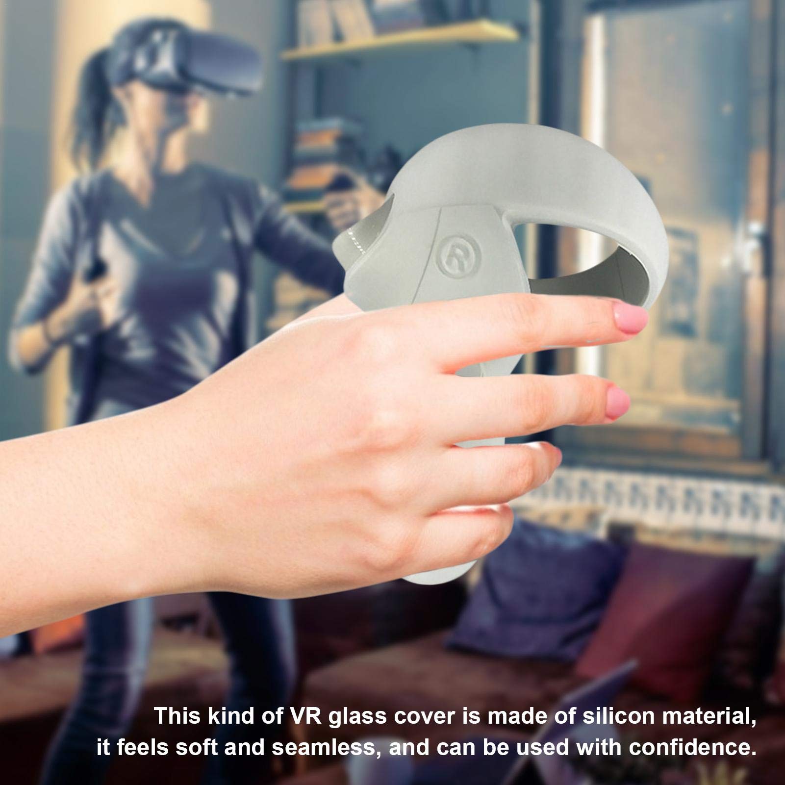 Naysku Silicone Grip Cover for Oculus Quest 2, Hand Controller Grips Accessories Anti-Throw Non-Slip VR Protective Knuckle Straps, Safe and Environmental Silicone Material