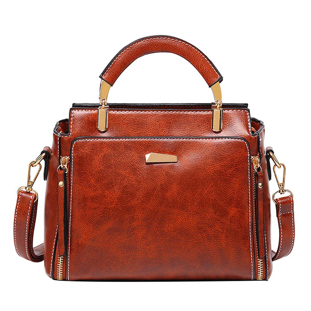 Mn&Sue Vintage SatchelHandbags for Women Shoulder Bag Work Tote Cross Body Messenger Bag (Brown)