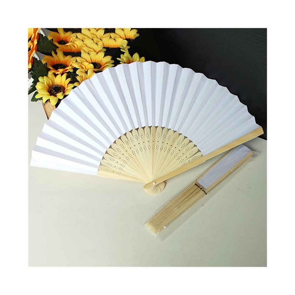 PBLCYUT 7 inch Hand Held Fan Folding Paper Fan Summer Pattern Folding Dance Wedding Party Lace Silk Folding Solid 18 Colors Fan (Color : O)