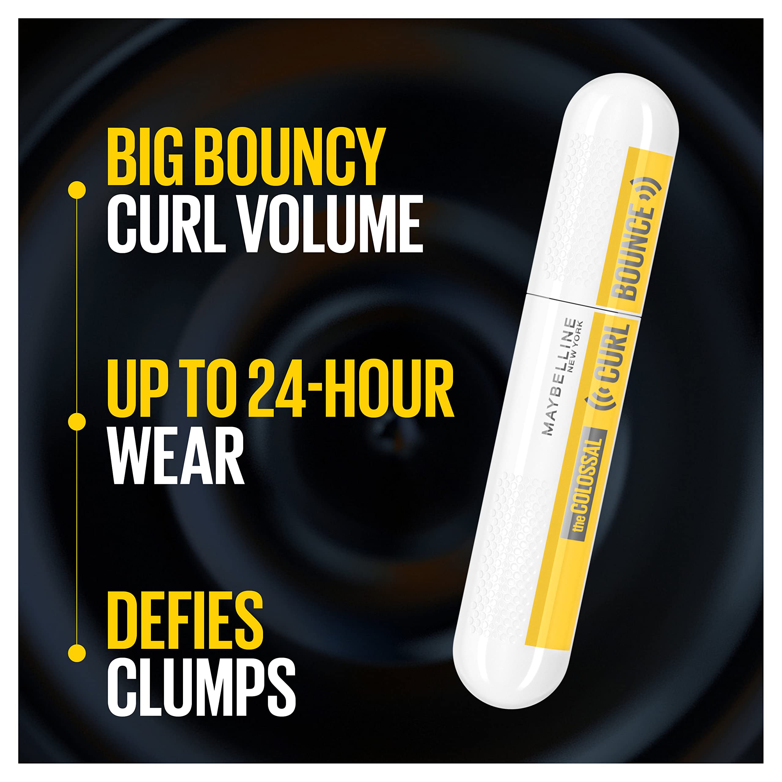 Maybelline Volum' Express Colossal Curl Bounce Washable Curling Mascara, Blackest Black, 1 Count
