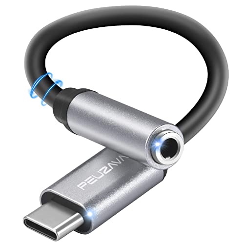 USB Type C to 3.5mm Headphone Jack Adapter, PEUZAVA Premium USB C to Aux Audio Dongle Cable Cord Compatible with Samsung Galaxy S22 S21 S20 Ultra S20+ Note 20 10 S10 Plus, Pixel 6 5 4 3 2 XL, iPad Pro