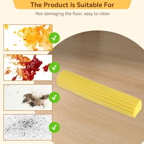 PVA Sponge Roller Mop Head Refills, Sponge Mop Head Replacement Super Absorbent Roller Mop Refill Sponge Mop Head Refill PVA Foam Professional Mop Head for Home Cleaning Tool, Yellow, Set of 2