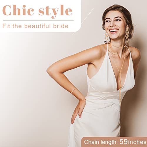 MTLEE 6 Pieces Women Rhinestone Jewelry Set Layered Choker Necklaces Long Tassel Necklaces Crystal Bracelet Cuff Bangles Diamond Tassel Dangle Earrings (Gold)