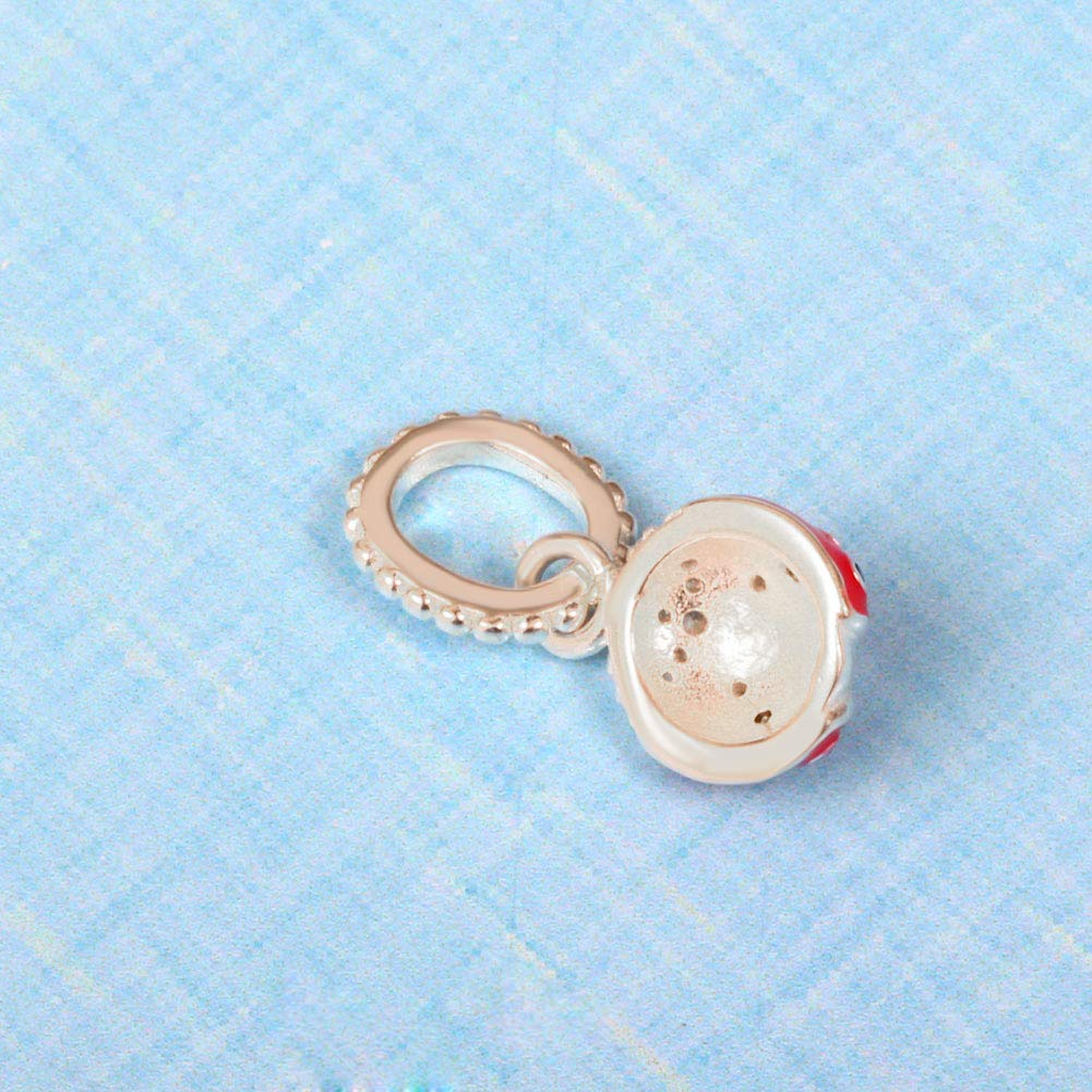 Luckybeads - July New Arrivals Ladybug charm 925 Sterling Silver Lady Bug Red Black Enamel Cubic Zirconia Crystal for Bracelet & Necklace(Ladybug charm)