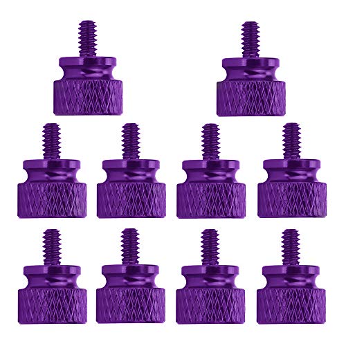 YATENG 10-pcs Anodized Aluminum Computer Case Thumbscrews (6-32 Thread) for Computer Cover/Power Supply/PCI Slots/Hard Drives DIY Personality Modification & beautification (Purple)