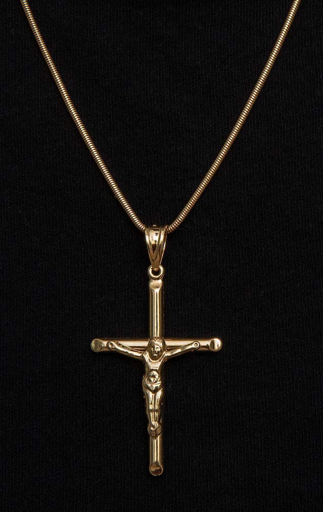 LooptyHoops Extra-Large 14k Yellow Gold Extra Large Crucifix Cross Pendant Charm, (57mm)