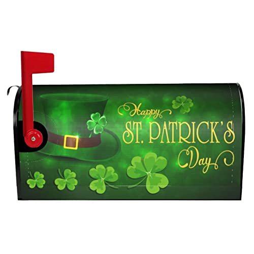St Patricks Day Mailbox Covers Magnetic 21" X 18" Lucky Shamrocks Clover Mailbox Standard Size Mailbox Wraps Waterproof Post Letter Box Cover Christmas Decorations for Garden Outdoor