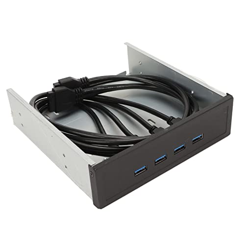 USB 3.0 Hub, 4 Ports Front Panel to Motherboard, 5.25In 5GBPS High Speed 19Pin Optical Drive Panel, Plug and Play, Compatible with Windows 11, 10, 8.1, 8, 7, for Vista, for XP, for PC Computer