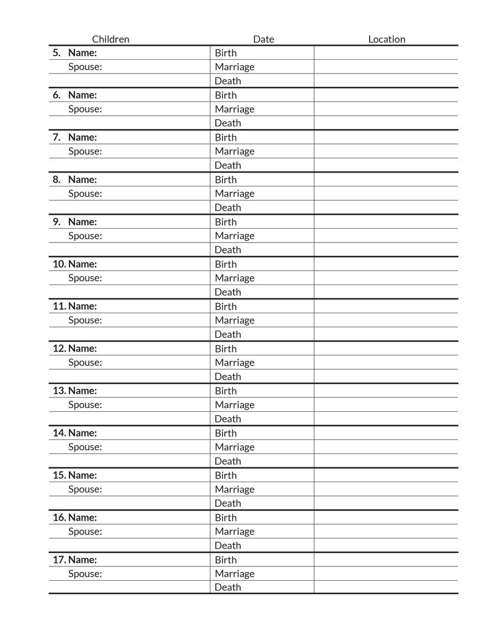 LARGE PRINT Two-Sided Family Group Sheets for Ancestry (30 Sheets) by EasyGenie | Archival-Quality Genealogy Forms