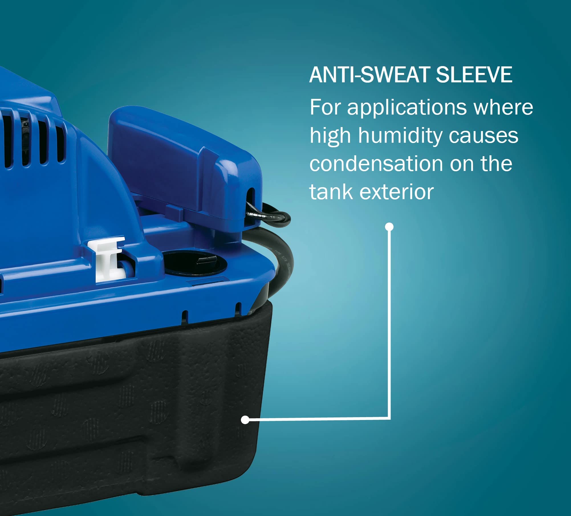 Little Giant 554542, VCMX-20ULS-C 115 Volt, 1/30 HP, 84 GPH, Automatic Condensate Removal Pump, 6-Ft. Power Cord, Safety Switch, Anti-Sweat Sleeve, Blue