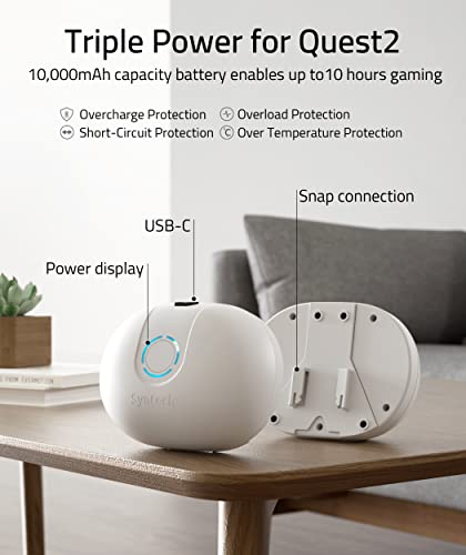 Syntech VR Elite Strap with Battery Pack Compatible with Meta/Oculus Quest 2 Accessories, 10,000mAh Detachable Power Bank, Adjustable Head Strap for Enhanced Comfort and Stability