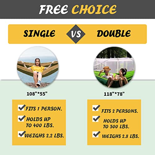 Love Story Camping Hammock with Mosquito Net for 2 Persons Portable & Lightweight Tree Straps Easy to Hang Indoor Outdoor Olive,2 in 1 Multifunction