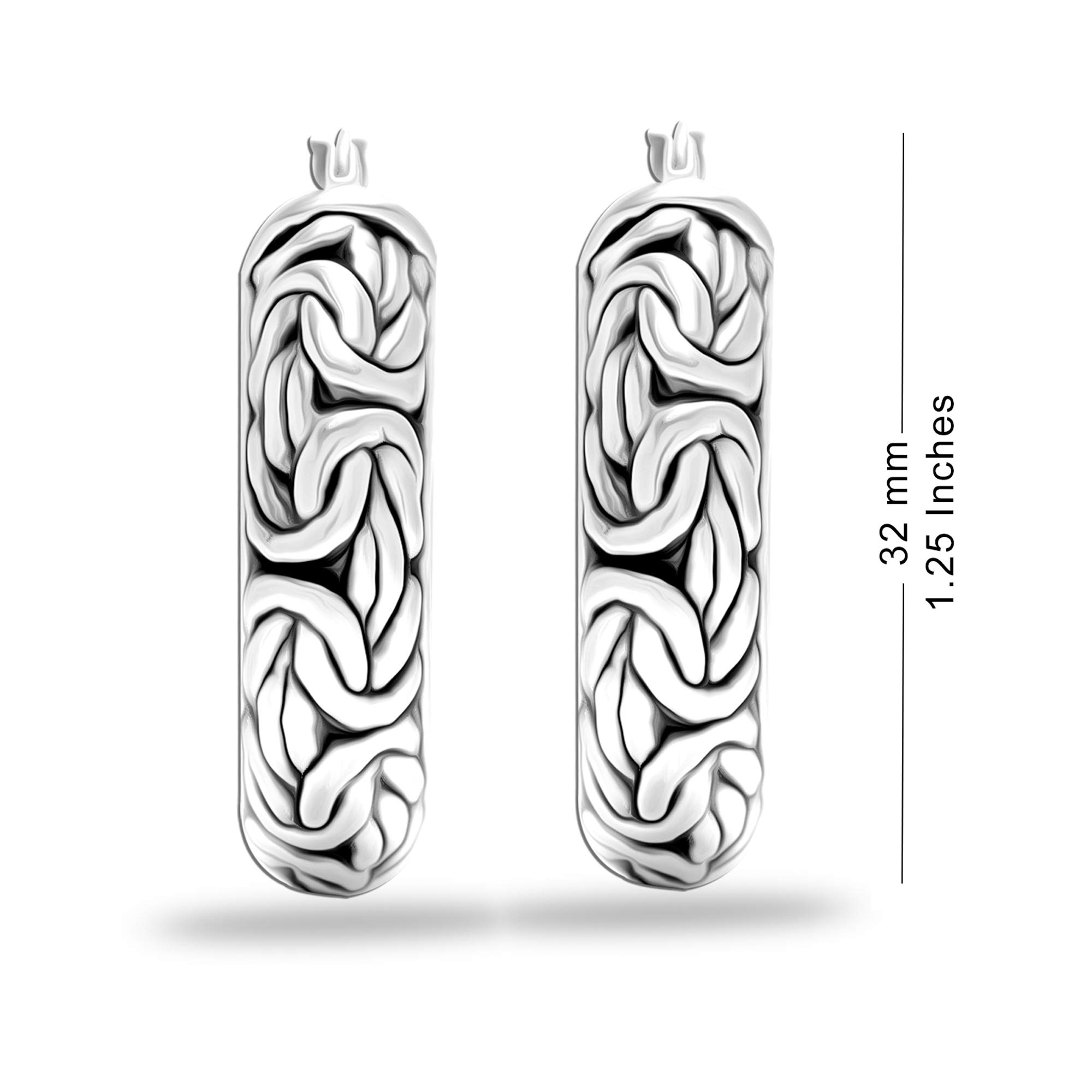 LeCalla Byzantine Earrings for Women 925 Sterling Silver Byzantine Earrings Click Top Thick Hoop Earrings for Women