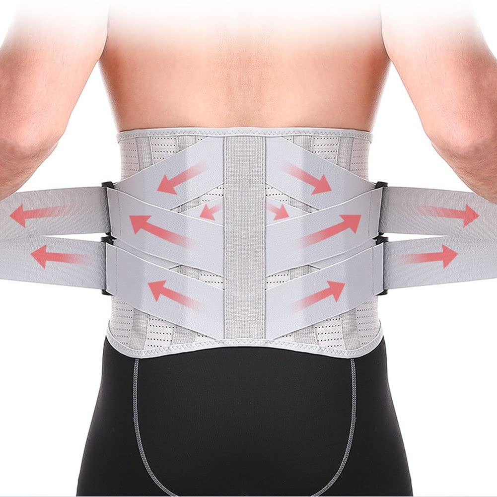 TANGIST Back Brace Pain Relief For Men And Women Adjustable Lumbar Support Belt Breathable For Sciatica Pain Heavy Lifting Waist Support Lower Back Brace Herniated Disc Gray (Size : M/Medium)
