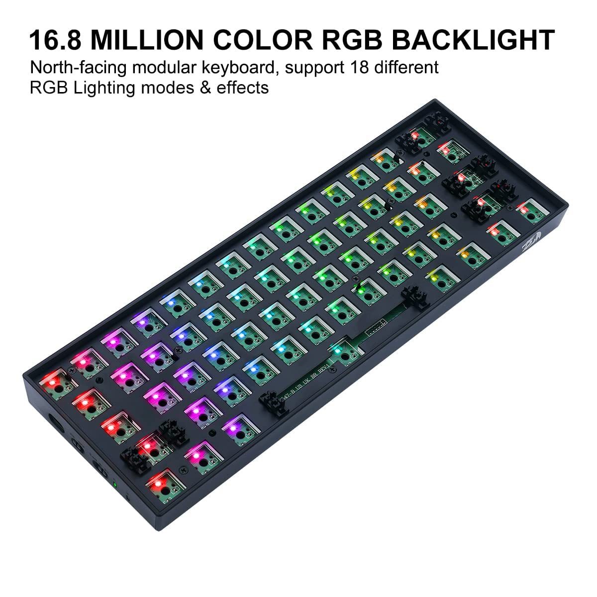 Redragon BBK530 Pro Custom Gaming Mechanical Keyboard Kit – 60% 61 Keys DIY RGB Modular Keyboard – Barebones Compact Keyboard HOT SWAPPABLE 3pin/5pin Switch, Support Bluetooth 5.0/USB-C Wired/2.4GHz