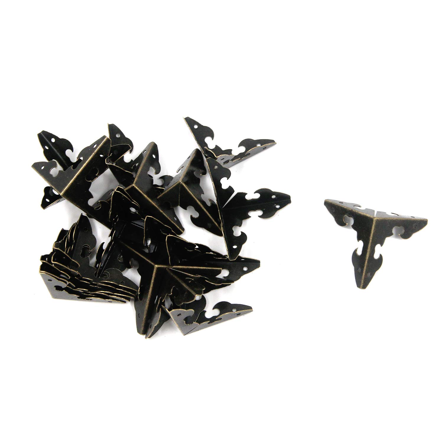 My MIRONEY Box Corner Protectors Triangle Box Edge Safety Guard Antique Bronze Box Bracket Decoration Case Corner with Nails Pack of 20