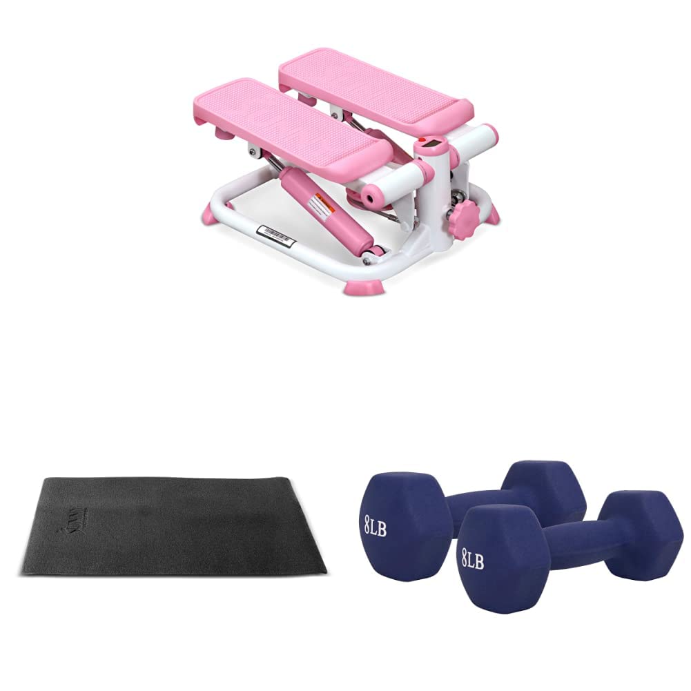 Sunny Health & Fitness Exercise Stepping Machine, Portable Mini Stair Stepper for Home, Desk or Office Workouts (Pink) - P2000