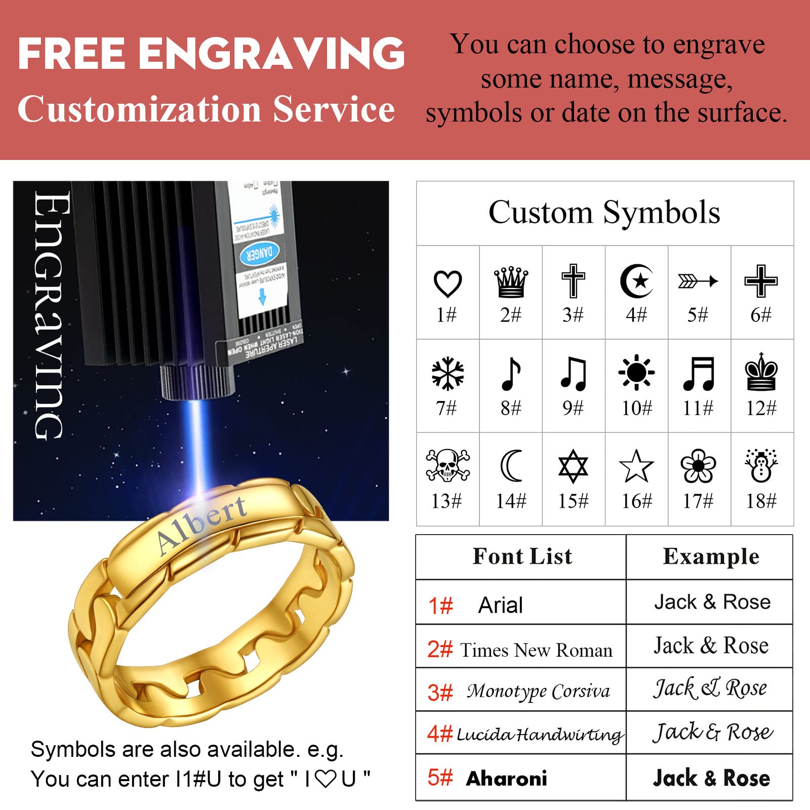 Personalized 18K Gold Plated Chain Rings for Women Stainless Steel Cuban Link Band Rings Size 5 Statement Thumb Ring Punk Couple Jewelry Gift