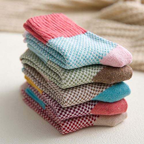 Reokoou Medium Length Women Socks Socks Knit Socks of Winter Wool 5 Womens Soft Cold Warm Pairs Socks Carbon X Socks