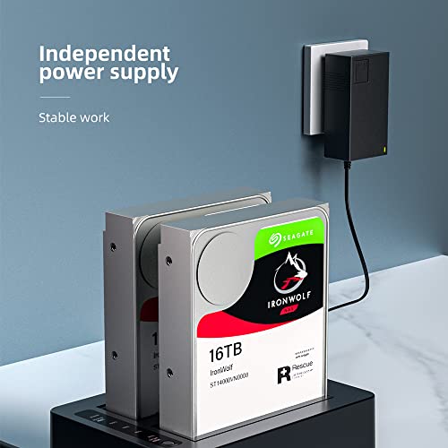 USB 3.0 to SATA Dual-Bay External Hard Drive Docking Station for 2.5 or 3.5 Inch HDD/SSD. Support Offline Clone Duplicator, UASP, and Auto Sleep Function. Black K3082