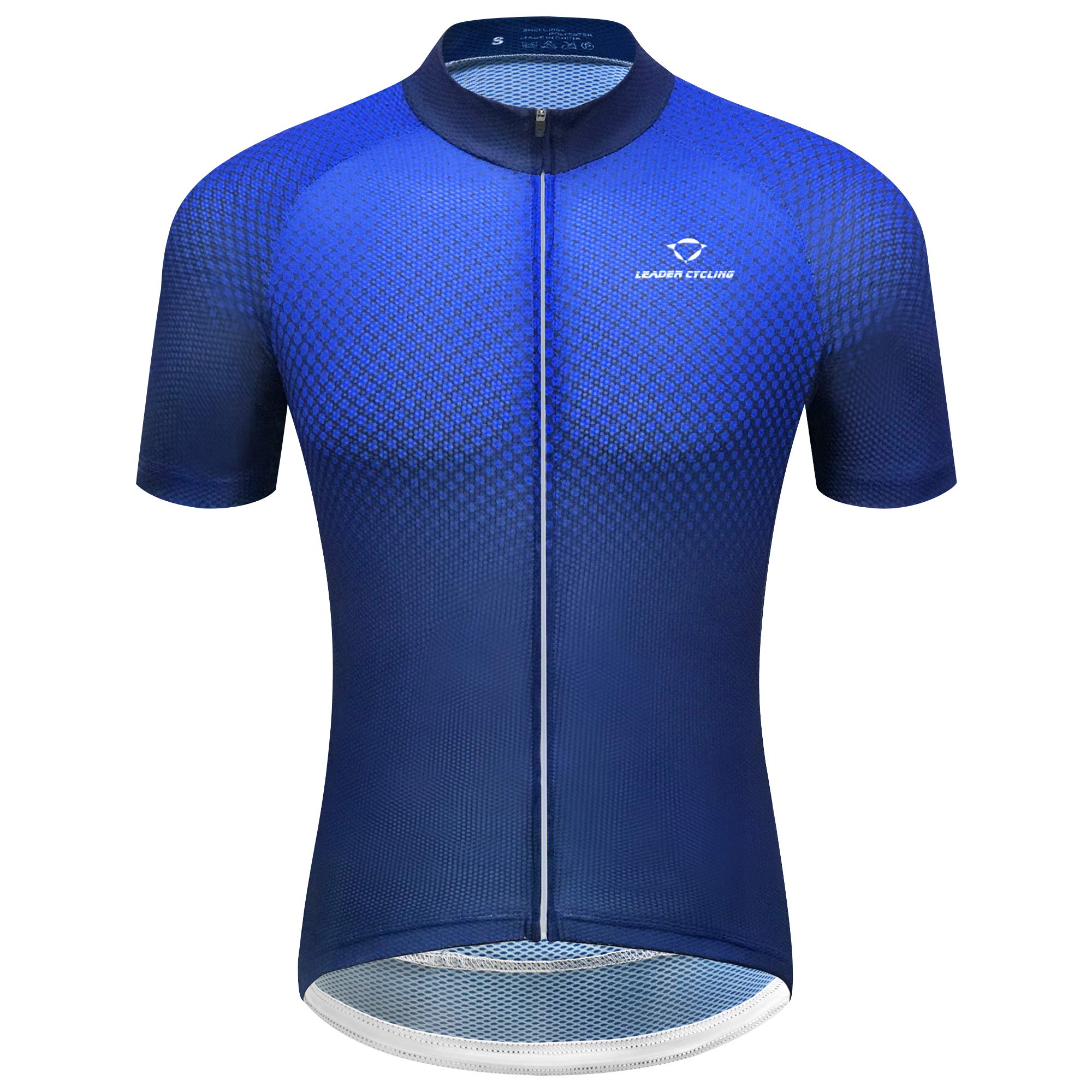 LEADER CYCLING Men's Cycling Jerseys Quick Dry Biking Shirt Summer Short Sleeve Gradient Blue