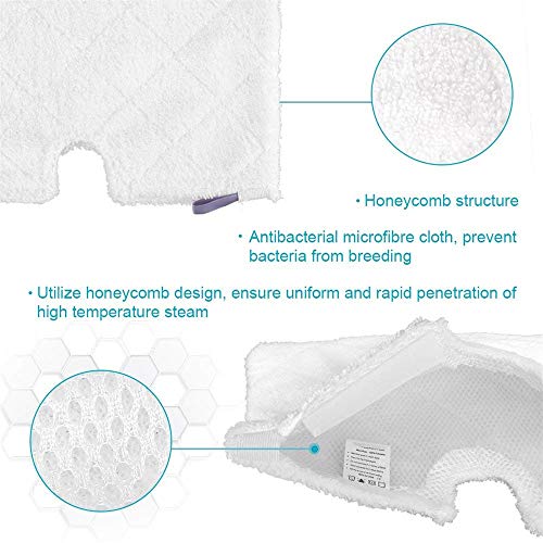 Turbokey 3 Pocket Steam Mop Pads Double-Sided Rectangle Microfiber Refill Pad for Shark Euro Pro Mops S3500 Series,S2902,S3455K,S3501,S3550,S3601,S3801,S3901,S4601,S4701,S4701D,SE450(White)