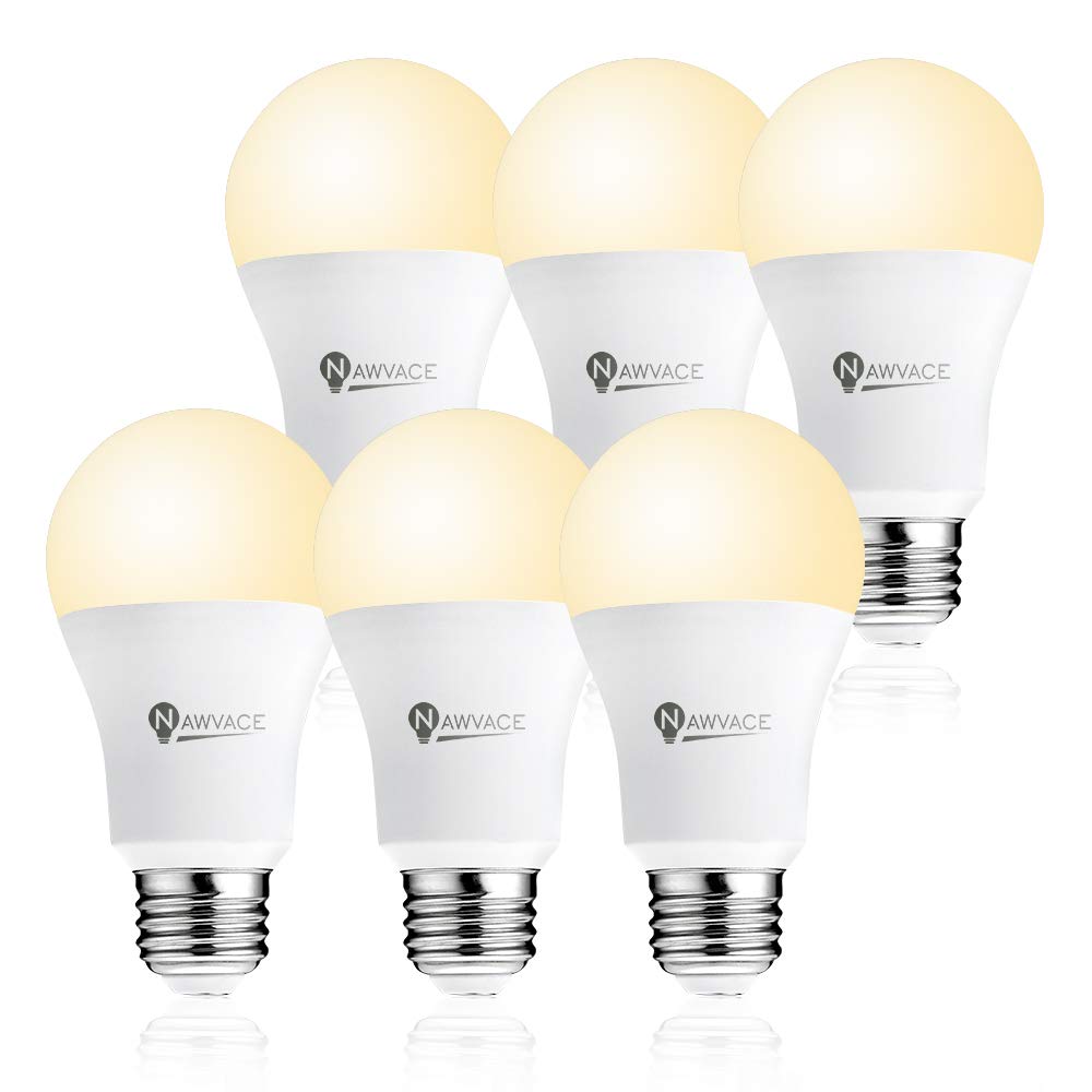 NAWVACE Light Bulb LED Outdoor Lighting, Warm White 3000K, 9W(60W Equivalent) 900LM E26 A19, 6-Pack