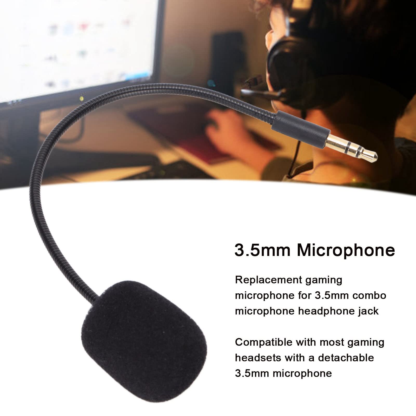 Replacement 3.5mm Game Microphone, 360 Degree Flexible Use, for 3.5mm Game Controller Detachable Microphone Gaming Headset
