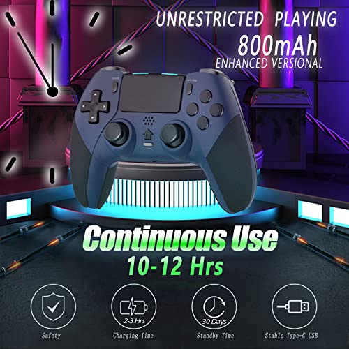 TERIOS Wireless Pro Controller Compatible with PS4 /PS4 Pro/PS4 Slim Console, Gaming Remote with Built-in 800mAh Rechargeable Battery/Precise Joystick/Audio/Turbo/Advanced Buttons Programming (Blue)