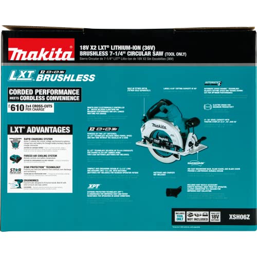 Makita XSH06Z 18V X2 LXT® Lithium-Ion (36V) Brushless Cordless 7-1/4” Circular Saw, Tool Only