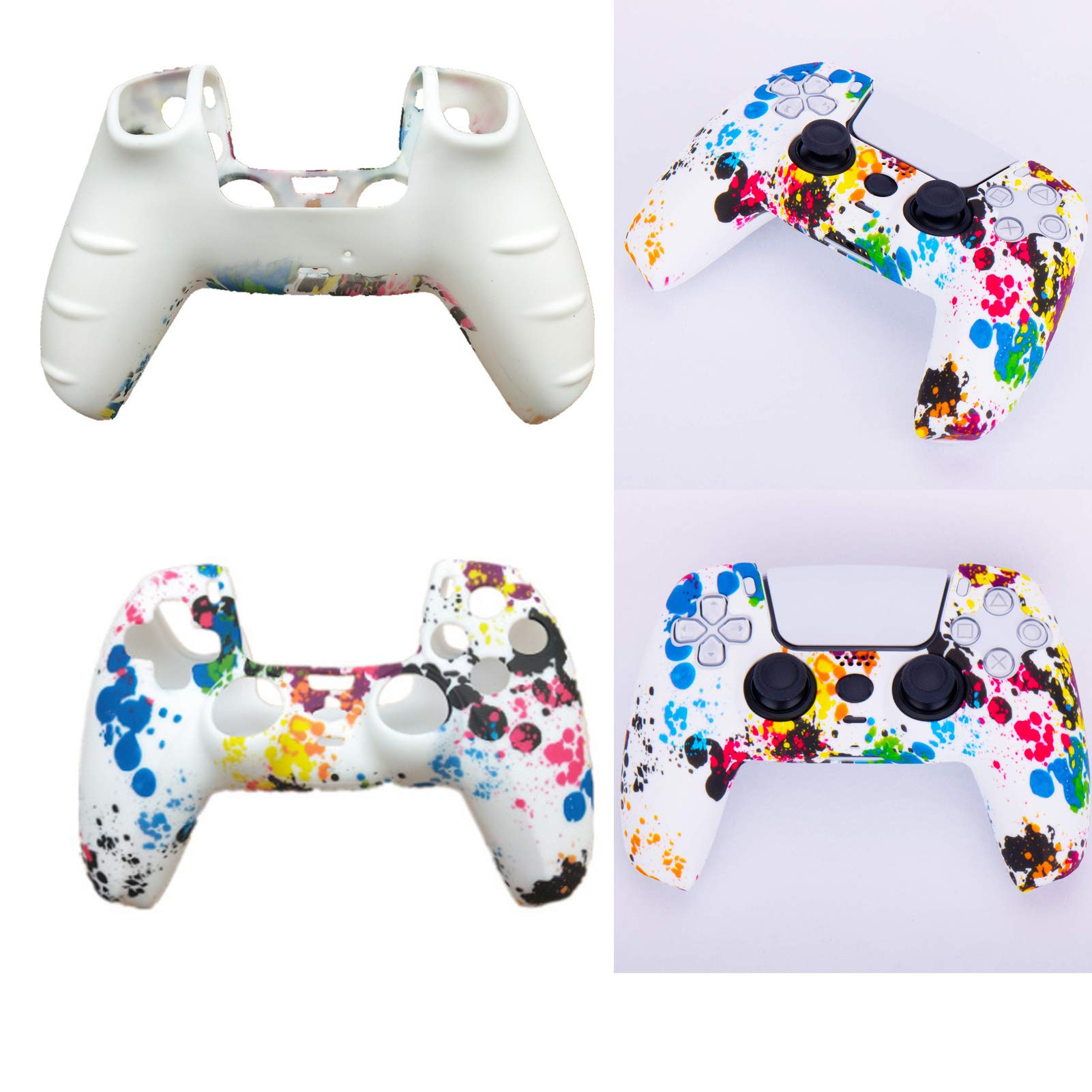 PS5 Controller Skins, Beautifully Silicone Protective Cover Rubber Case Water Coating Transfer Technology Protector Accessories Set for Playstation 5 Gamepad with and 4Thumb Grip Caps