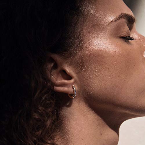 MYEARS Women Huggie Earrings Gold Hoop Ear Stud Cuff Turquoise Half Sleeper 14K Gold Filled Small Simple Hypoallergenic Everyday Basic Jewelry