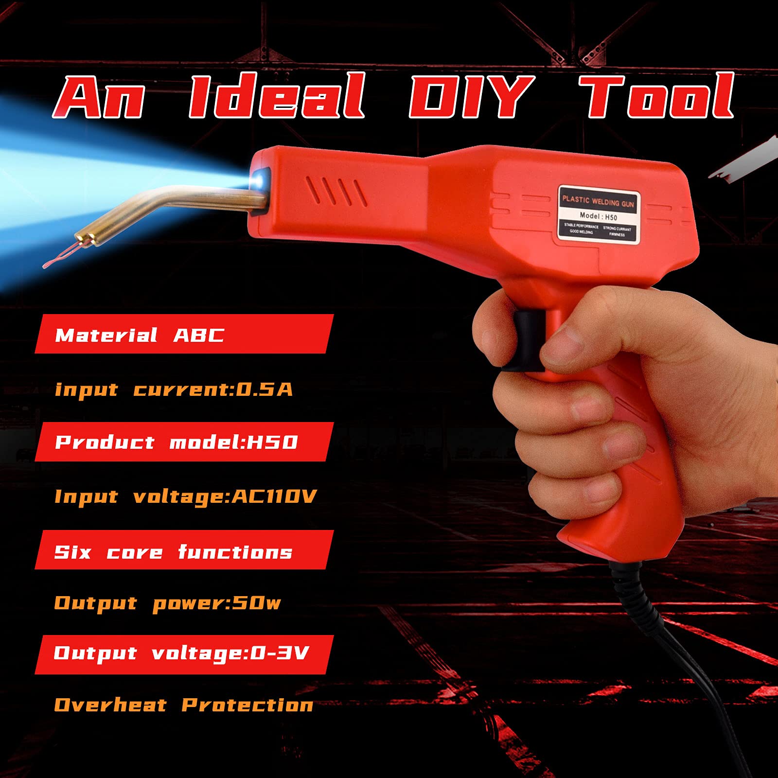 Wrdlosy Plastic Welder, Multipurpose Fit, Plastic Welding Kit, Quick Operation, Plastic Repair Welder Kit, More Comfortable Portable, An Ideal DIY Tool