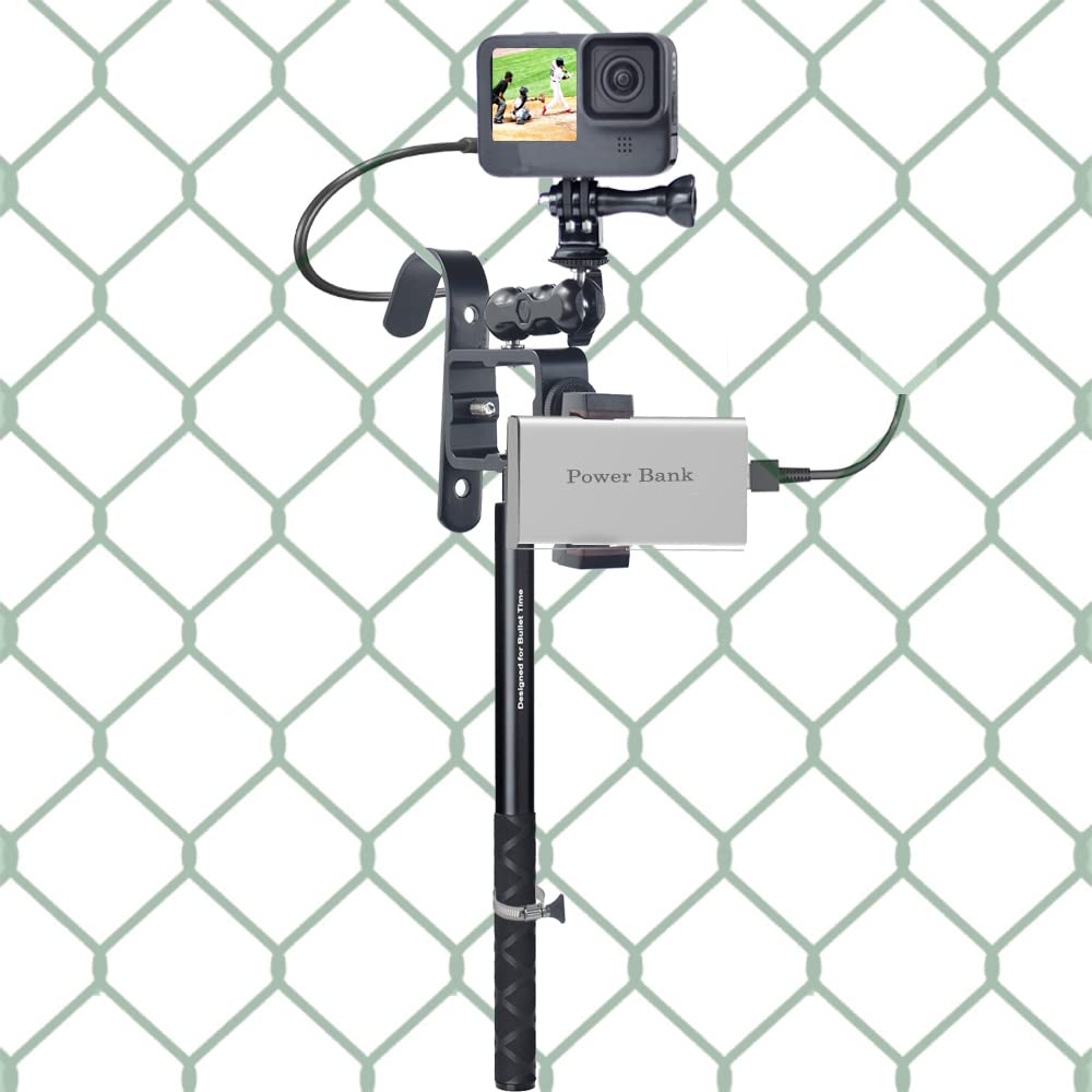 vgsion Backstop Camera Mount Cell Phone Fence Mount for iPhone, GoPro Hero 11, Mevo Start for Recording Baseball, Softball and Tennis Games