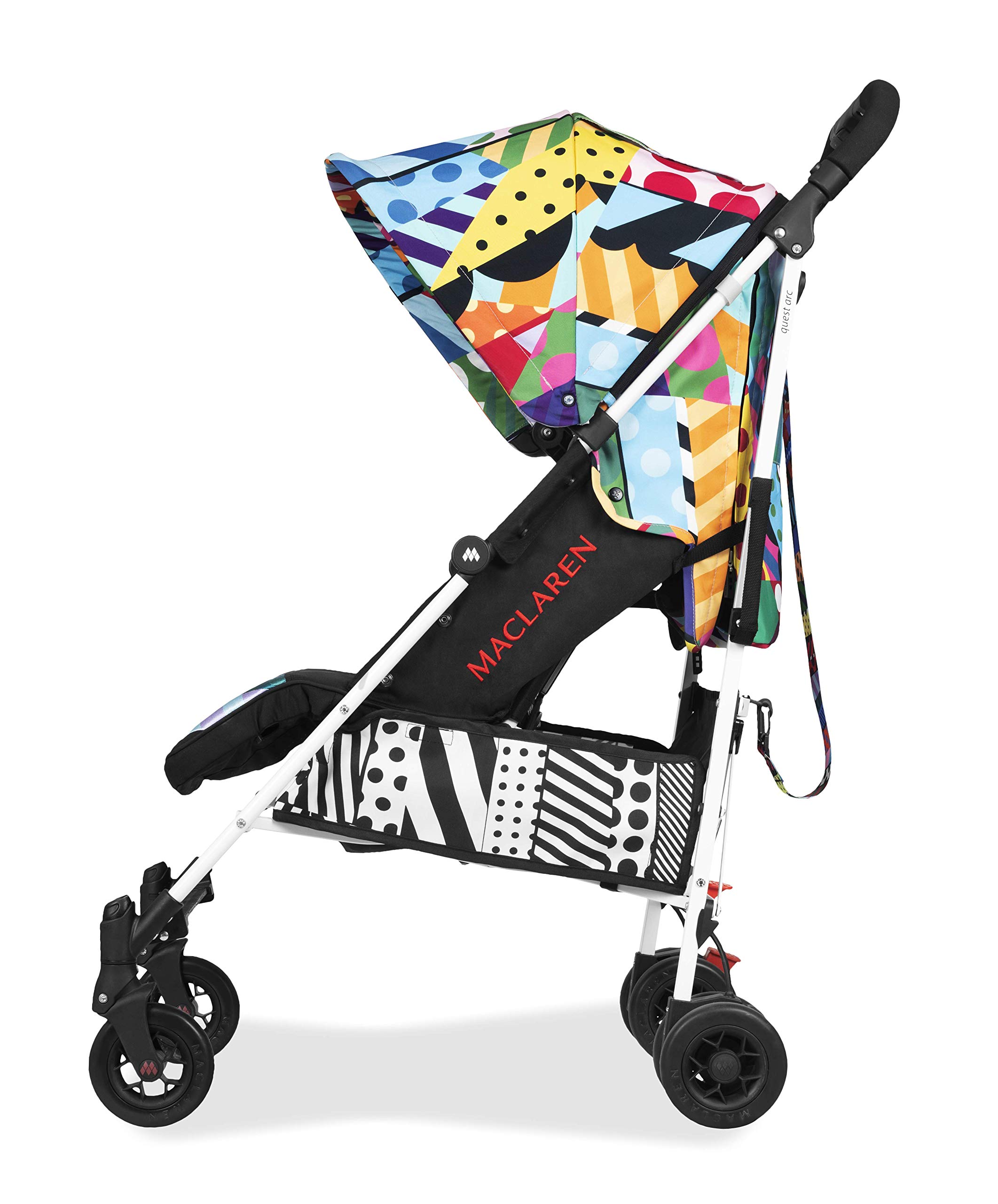Maclaren atom Jason Woodside Style Set Travel System- Super lightweight, ultra-compact, fits on airplane's overhead storage. Car seat compatible. Loaded with accessories. Multi position reclining seat