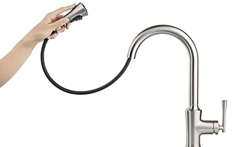 Pfister Antrom Kitchen Faucet with Pull Down Sprayer and Soap Dispenser, Single Handle, High Arc, Spot Defense Stainless Steel Finish, F5297AOGS