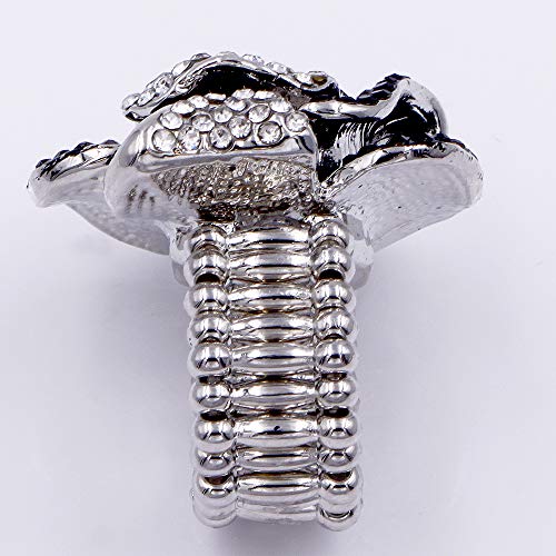 Lavencious Flower Shape CZ & Rhinestone Cocktail Stretch Ring Party Ring for Women (Purple)