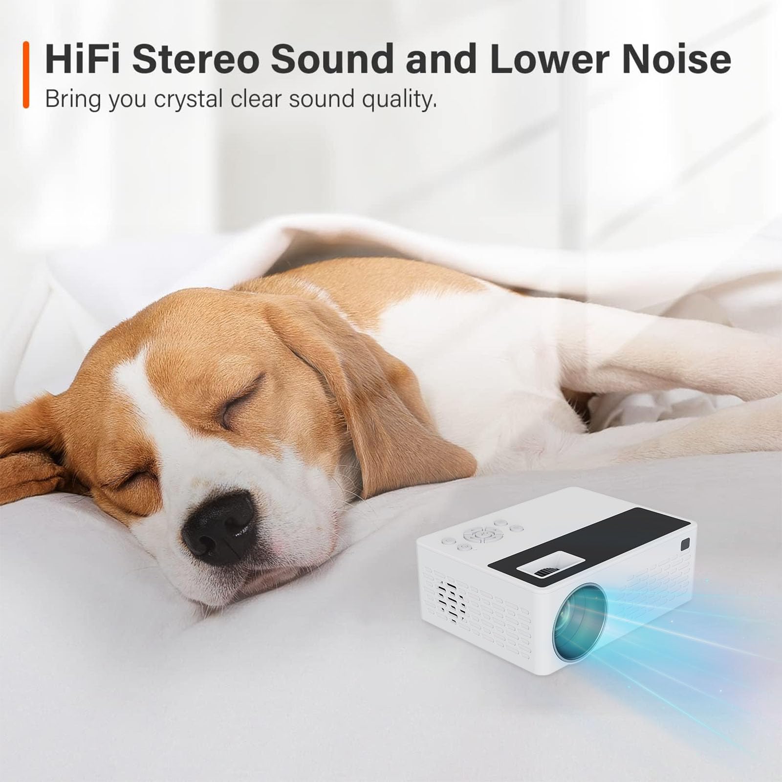 Mini projector iPhone 1080P HD Projector,Portable Projector outdoor Home Theater Projector, Compatible with HDMI, USB, AV, Android /IOS/Windows/ TV box, Crojection Size 30~120 Inches, Send Tripod