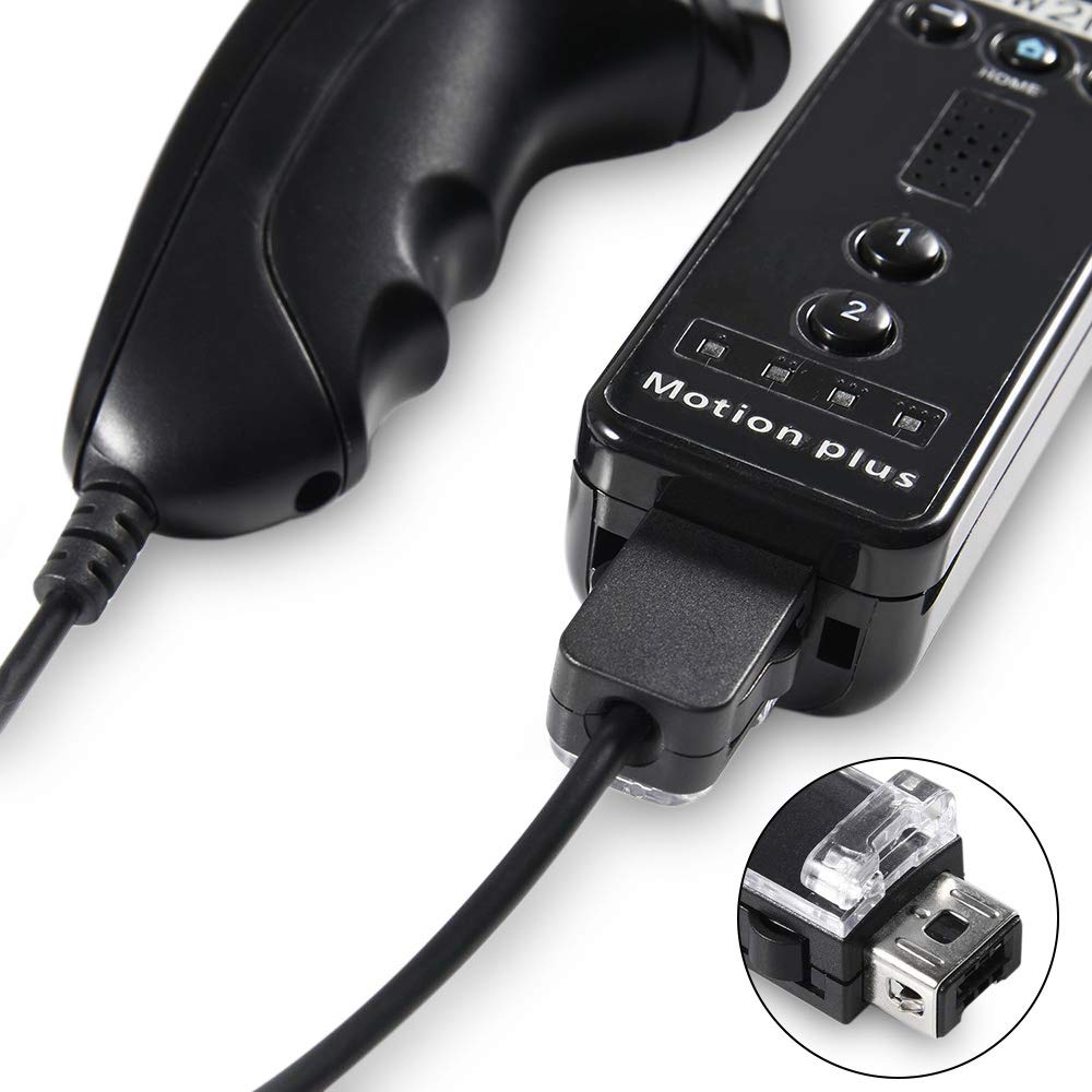 MODESLAB Wii Nunchuck Controller, 2 Pack Nunchuk Controllers Replacement Remote Joystick Gamepad Controller Compatible with Wii Wii U Console(Black+White)